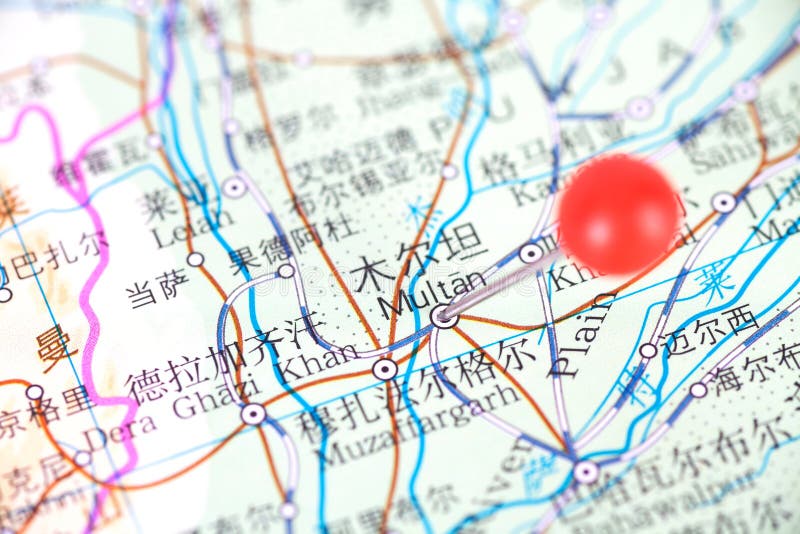 Multan, a Pakistani City Marked by Studs on the Map Editorial Image ...