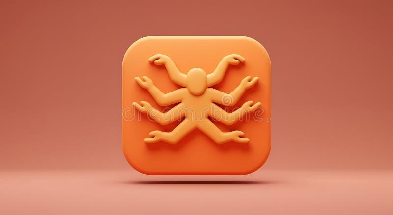 Multi-Armed Figure Icon: a Minimalist 3D Render Stock Illustration ...