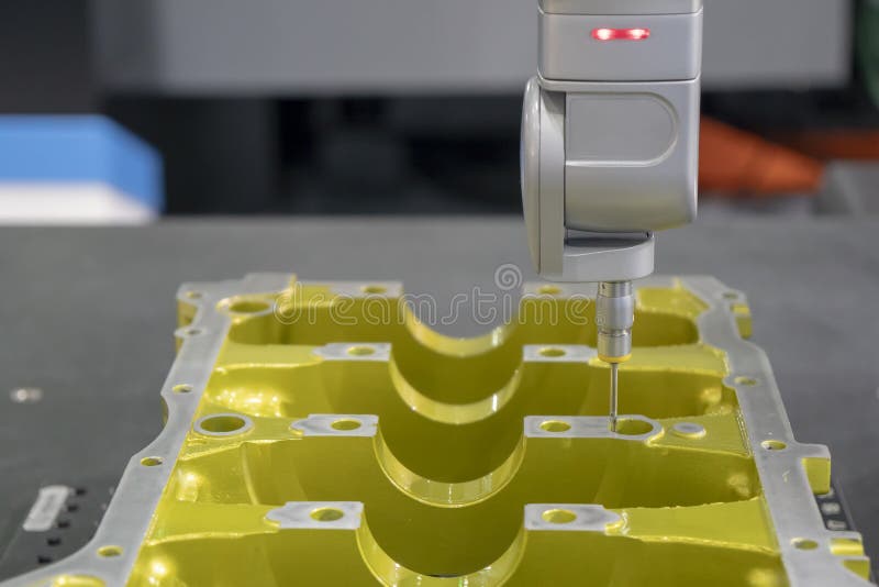 The Multi-axis CMM Machine Measure the Aluminum Part Stock Photo ...