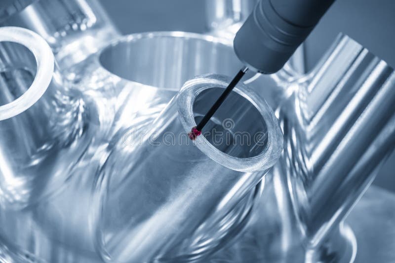 The CMM Machine Measuring the Aluminum V8 Cylinder Block Parts Stock ...