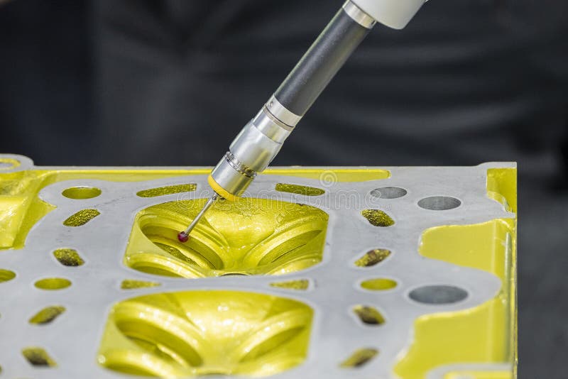 The Multi-axis CMM Machine Measuring the Cylinder Head Parts Stock ...