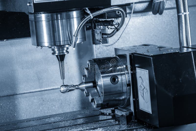 The Multi-axis CNC Milling Machine Cutting the Hi-precision Sample Part ...