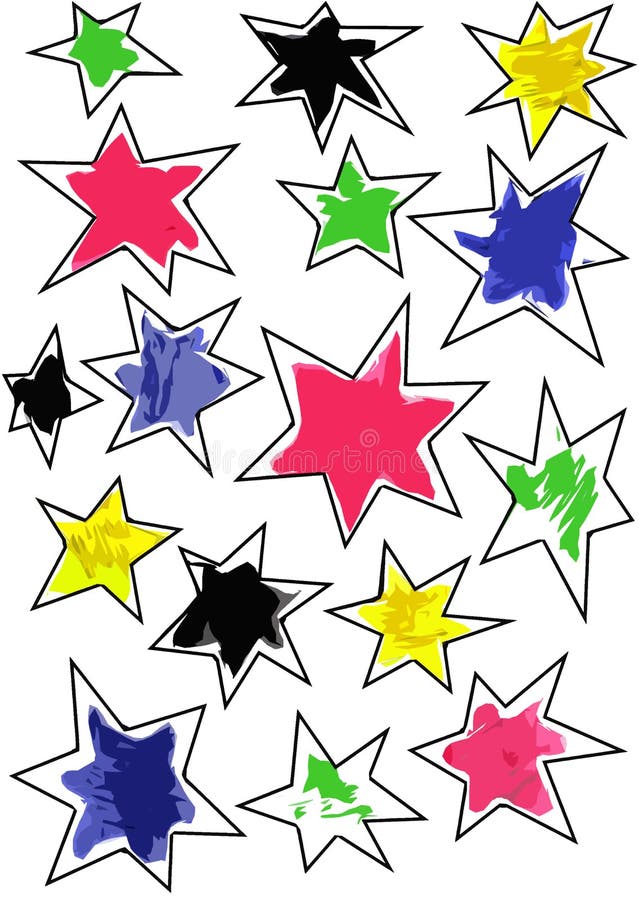 Multi-beam Multicolored Stars on a White Background Stock Illustration ...