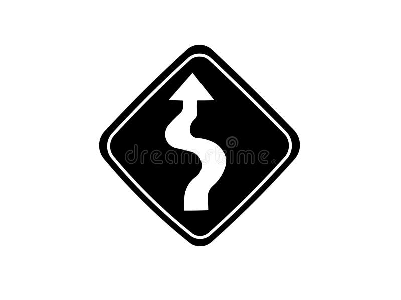 The Multi-bend Sign Icon is Drawn in Black and White. Stock ...