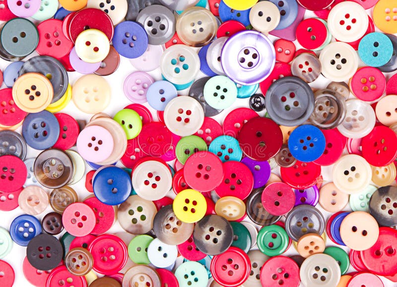 Multi Bottoni Colorati Su Bianco Immagine Stock - Immagine di chiusura ...