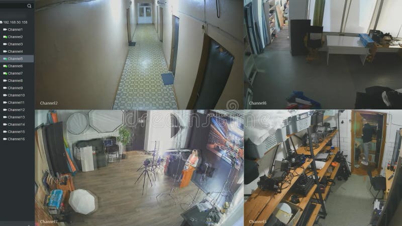 Security Surveillance Multi-Camera Setup in Office and Warehouse Stock ...