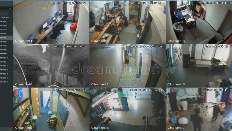 Security Surveillance Multi-Camera Setup in Office and Warehouse Stock ...