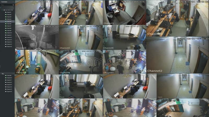 Security Surveillance Multi-Camera Setup in Office and Warehouse Stock Footage - Video of setup ...