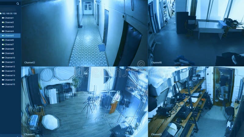 Security Surveillance Multi-Camera Setup in Office and Warehouse Stock ...