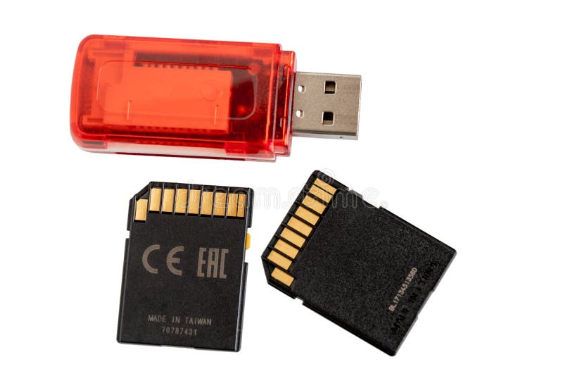 Multi Card USB Reader Adapter with Two SD Cards Isolated on White ...