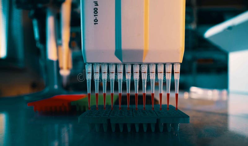 Multi-channel Pipette in Laboratory Stock Photo - Image of setting ...