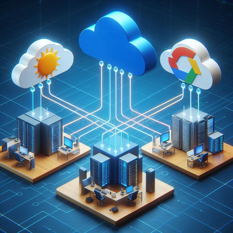 Multi Cloud Architecture Different Cloud Platforms AWS Azure Goo Stock Illustration ...