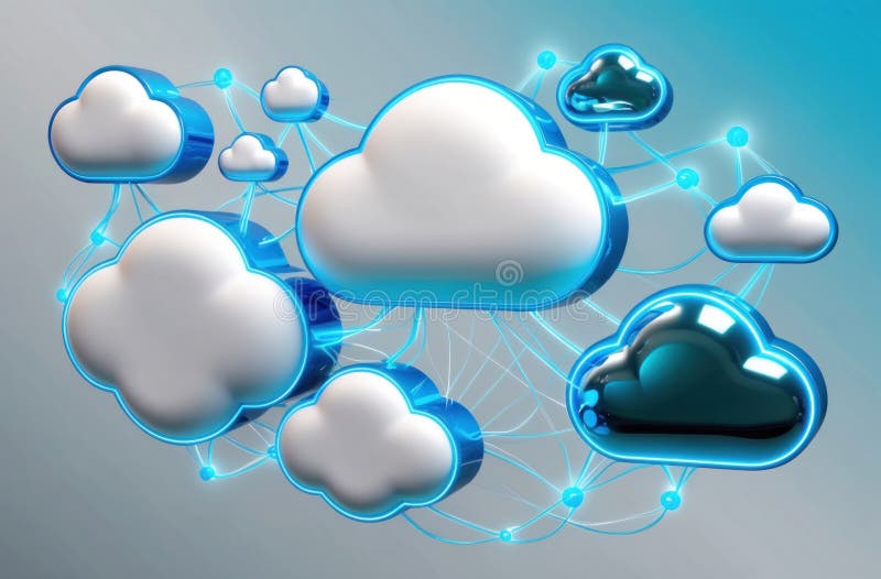 Multi-cloud Network. Data Connections, Tech Cloud Infrastructure Stock Illustration ...