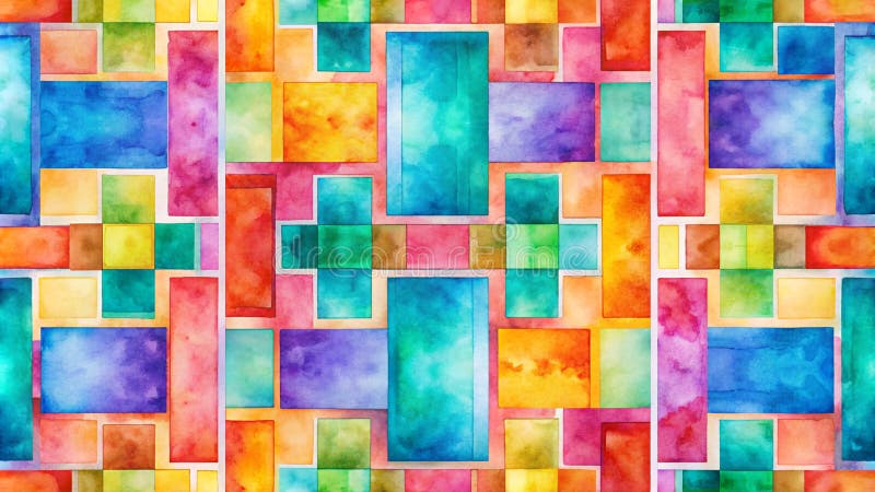 Multi Color Abstract Background Seamless Rectangles Pattern Watercolors ...