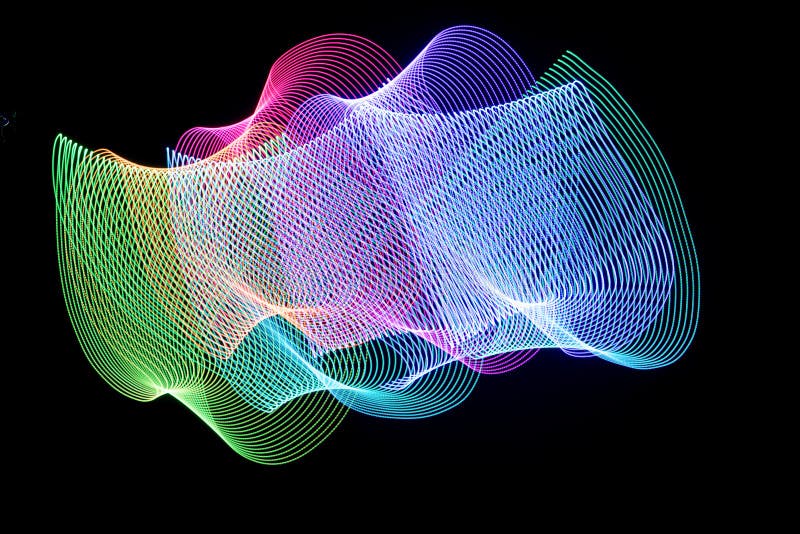 Multi Color Abstract Light Painting. LED Lights on Black Background ...