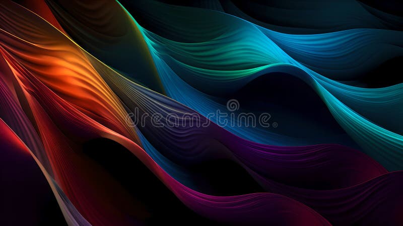 Multi Color Abstract Silk Waves Background Generative Art Stock ...