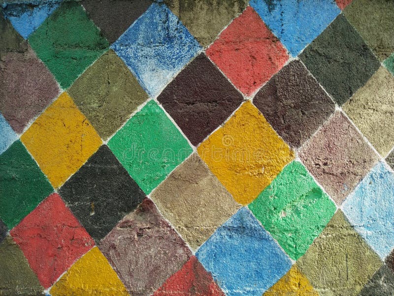 Multi-color Concrete Paving Wall Background or Colorful Concrete Square ...