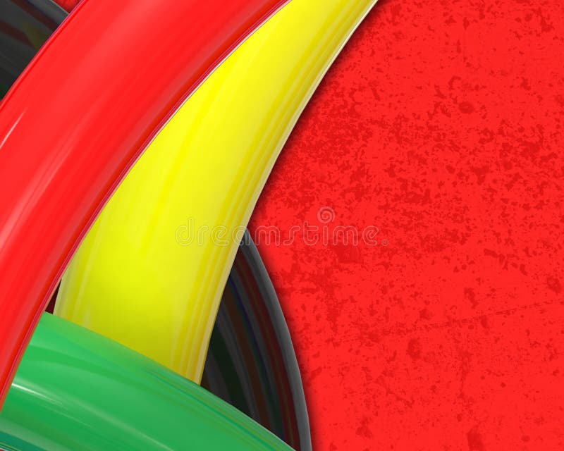 Multi Color Curved Stripes and a Textured Red Background Stock ...