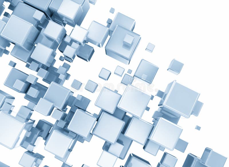 Blue Color 3d Cubes Isolated on White Background Stock Illustration ...