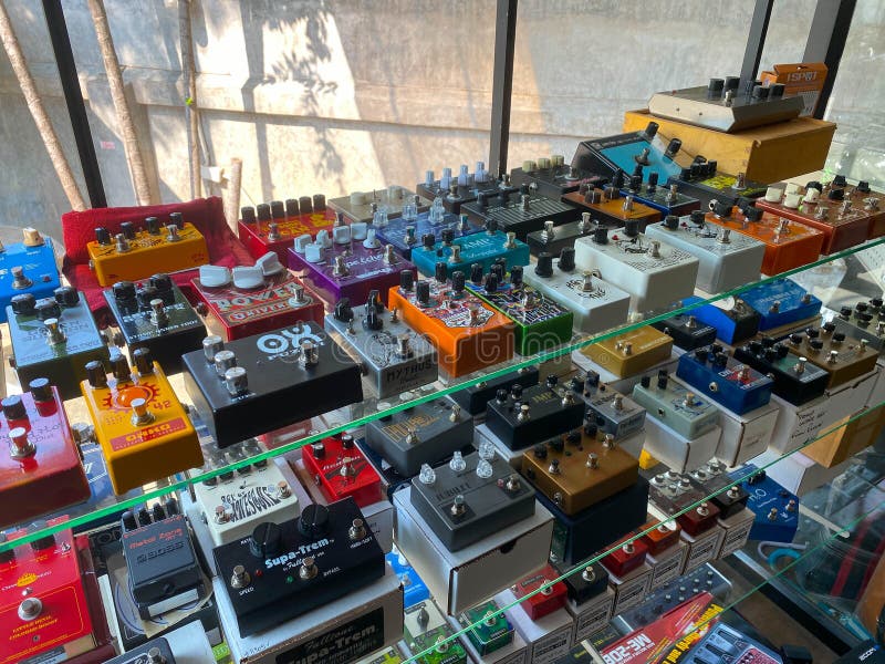 Multi Color Effects Stomp Box Effectors. Editorial Stock Photo - Image ...