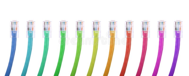 Rainbow Color Network Cables Stock Photo - Image of data, connection ...