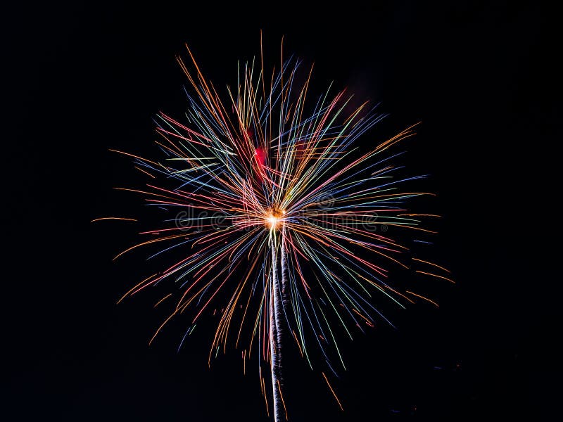 Abstract Of Single Burst Of Fireworks Stock Image - Image of serenity ...