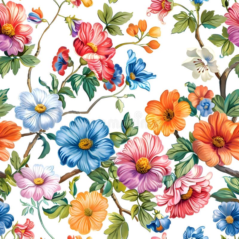 Multi Color Flowers Design Pattern - Ai Generated Stock Illustration ...