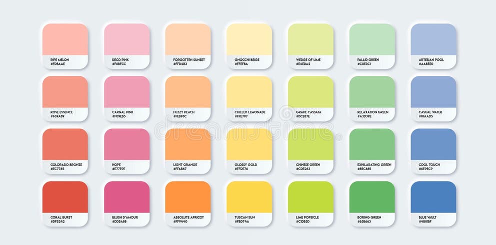 Multi Color Guide Palette. Color Catalog Samples with RGB HEX Codes and ...