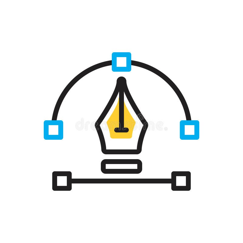 Multi Color Icon for Vector, Pen Tool and Curve Stock Illustration ...