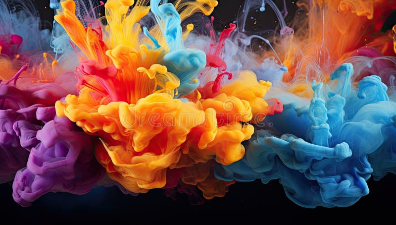 Multi color ink splashes stock illustration. Illustration of explosion ...