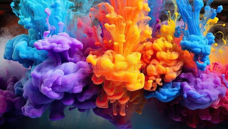 Multi color ink splashes stock photo. Image of explosive - 304129846