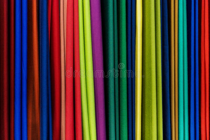 Multi-color Knitted Fabric Samples in Vertical Position. Woven Texture ...