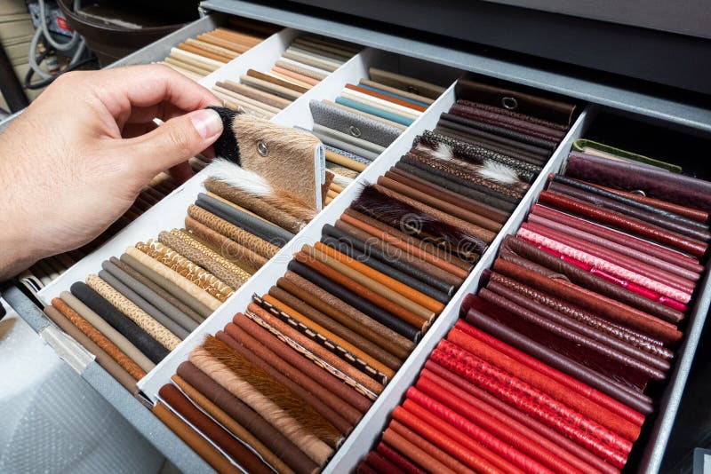 Multi-color Leather in Earth Tone Base in Sample Box with Finger Point ...