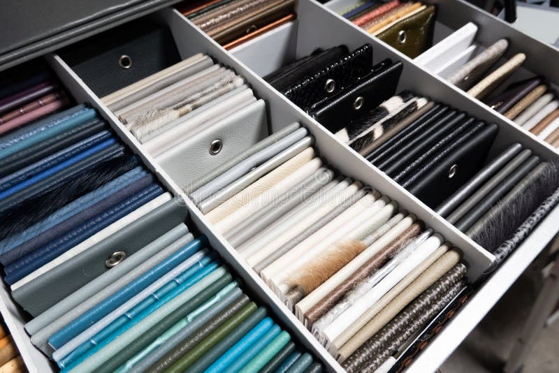 Multi-color Leather Sheet in Sample Box with in Natural Light Setting ...