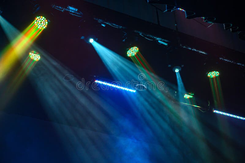 Multi Color Light on Dark Stage. Spotlights Stock Photo - Image of ...