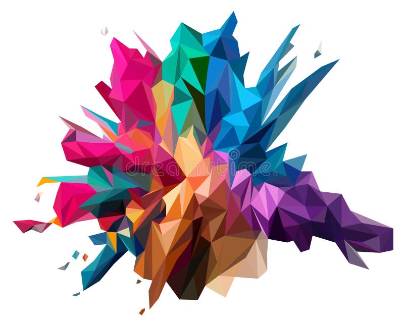 Multi Color Paint Splash Isolated Low Poly Modeling Vector Background ...