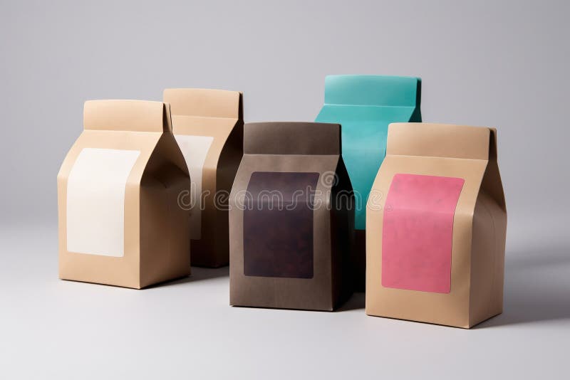 Multi Color Paper Bags Packaging Template Mock Up, Stock Illustration ...