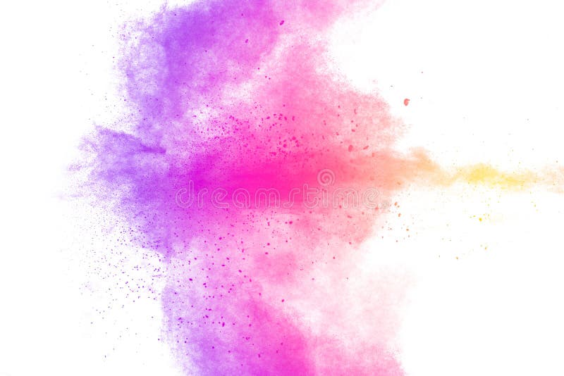 Multi Color Particles Explosion on White Background. Stock Photo ...