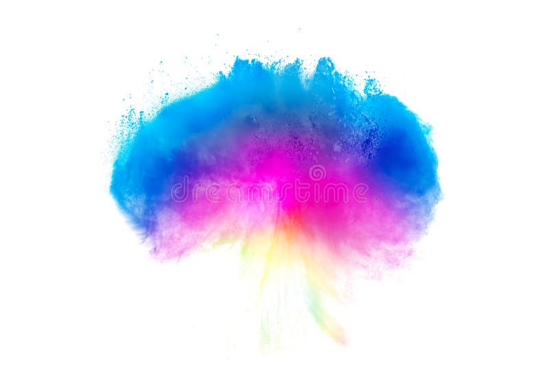 Multi Color Particles Explosion on White Background. Stock Image ...