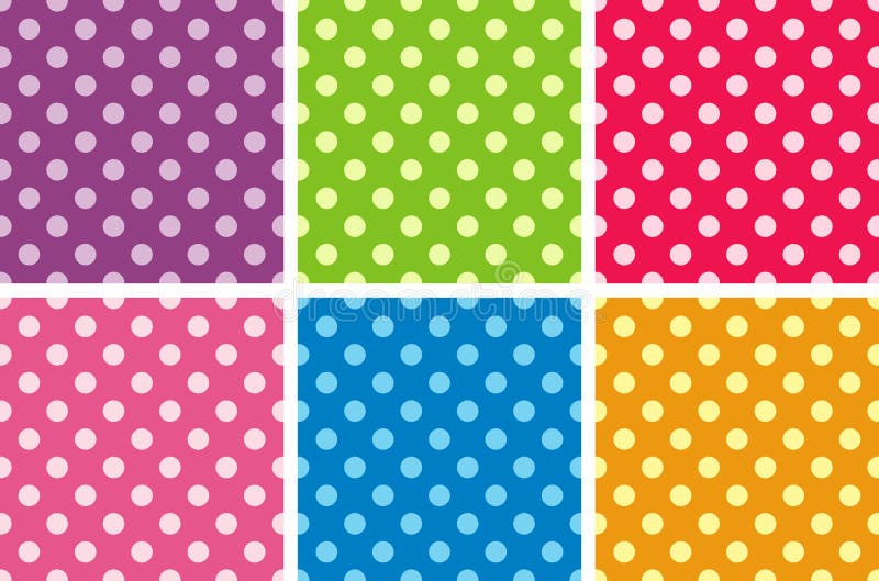 Multi Color Polkadot Seamless Pattern Set Stock Vector - Illustration ...