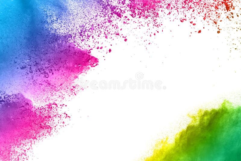 Multi Color Powder Explosion on White Background Stock Photo - Image of ...