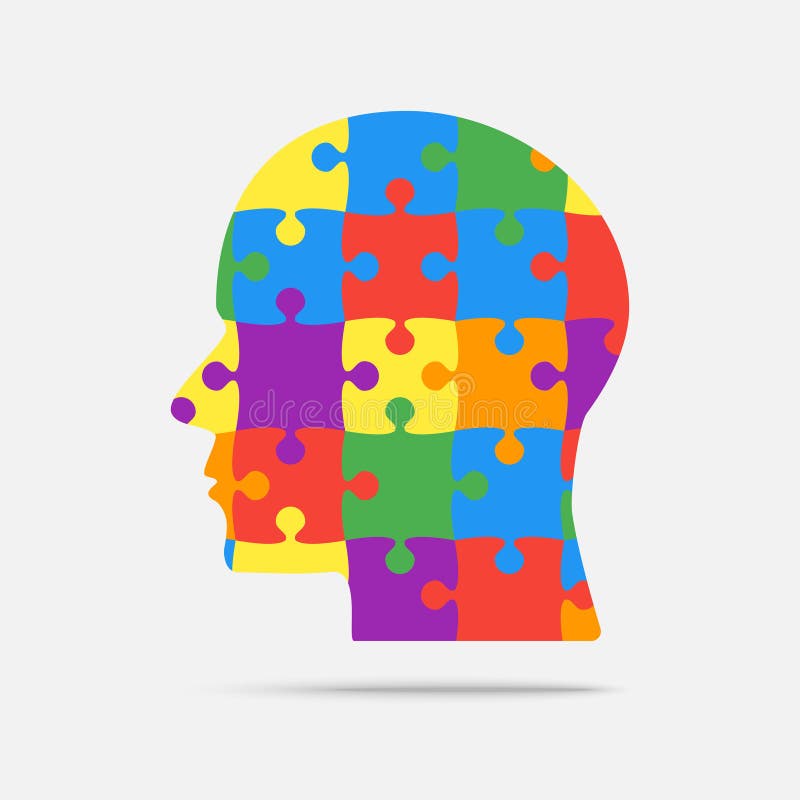 Multi Color Puzzle Piece Head - Vector Jigsaw Stock Vector ...