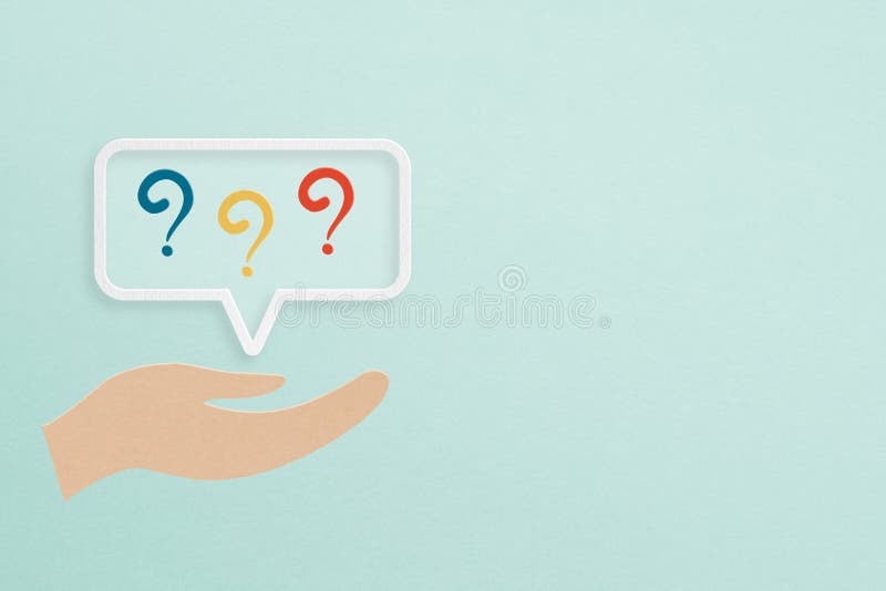 Question Marks Inside Speech Bubble Paper Cut Over Hand with Grunge ...