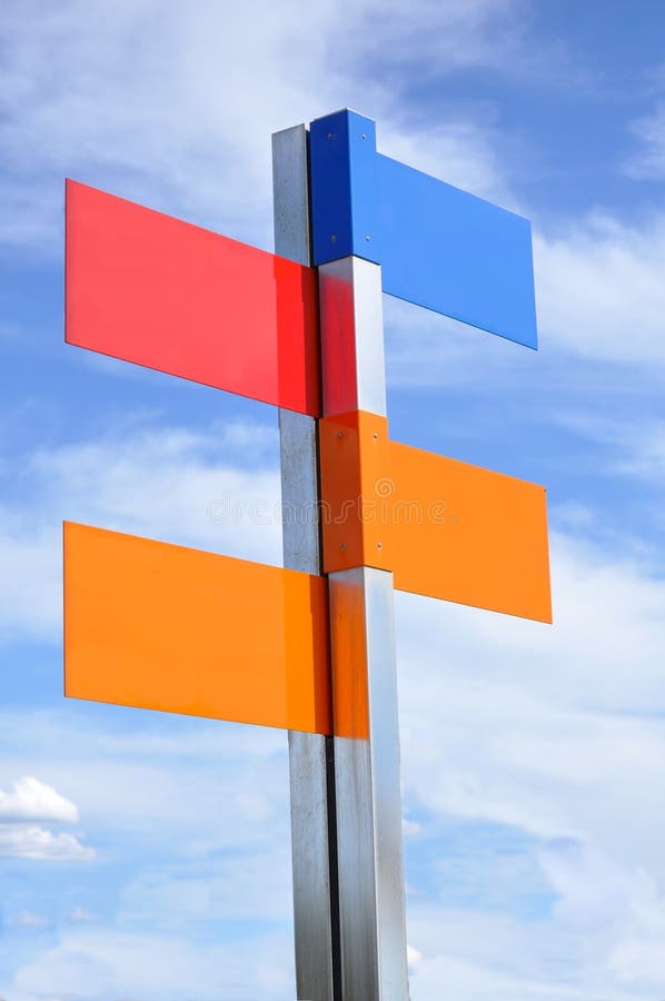 Multi Color Road Sign with Cloudy Sky on Stock Image - Image of ...