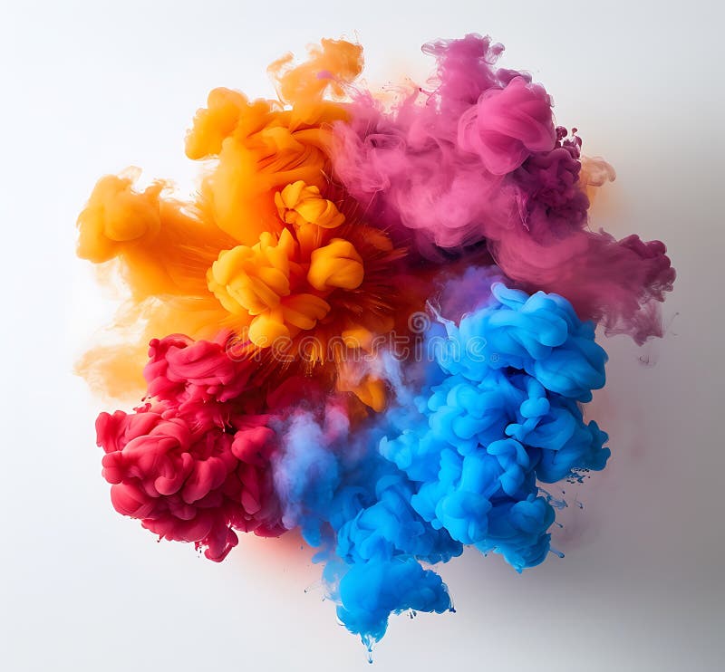 Multi Color Smoke Explosion on White Background Stock Photo - Image of ...