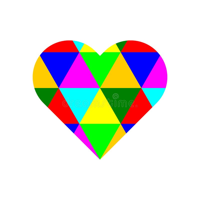 Multi-color Triangle Pattern on Heart Symbol. Stock Illustration ...