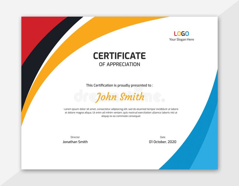 Orange and Black Waves Certificate Design Template Stock Vector ...