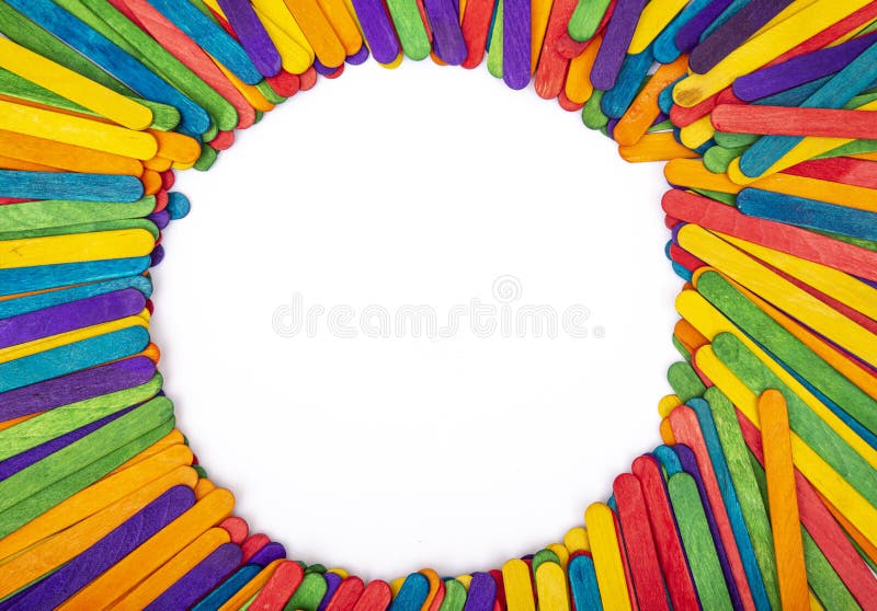 Multi Color Wood Sticks with Circle for Copy on Banner Stock Image ...