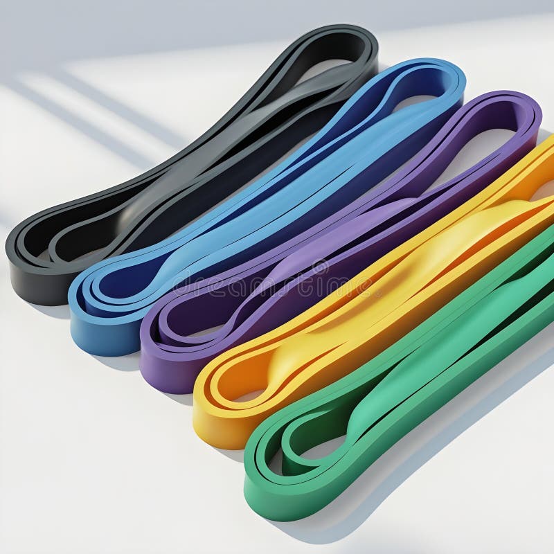 Multi-Color Workout Resistance Bands on White Stock Photo - Image of ...