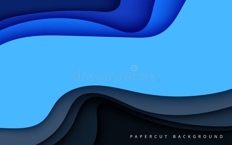 Multi Colored Abstract Blue and Black Wavy Papercut Overlap Layers ...